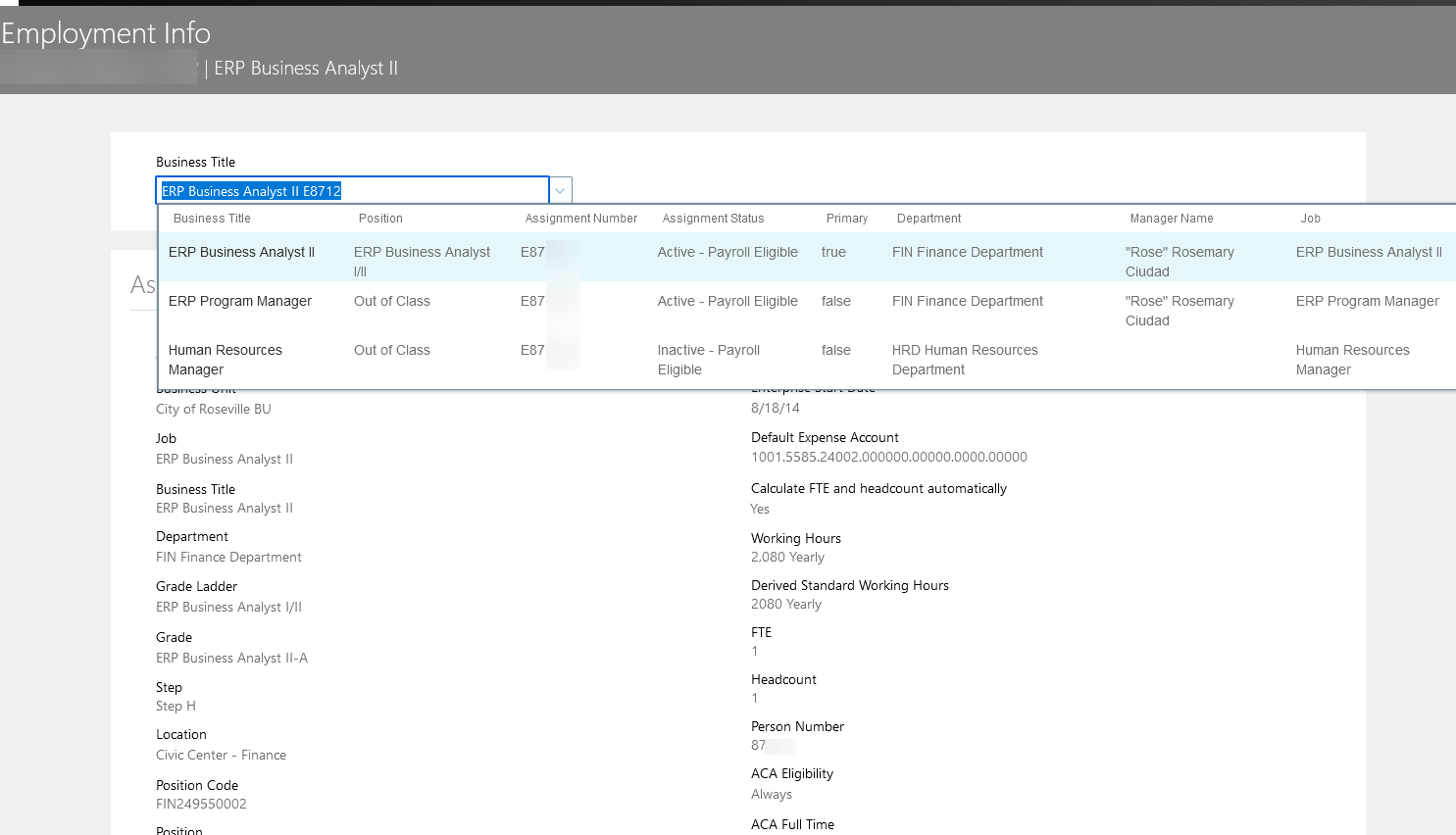 Business Title Drop Down in Employment Info does not populate for non-HR personal — Cloud ...