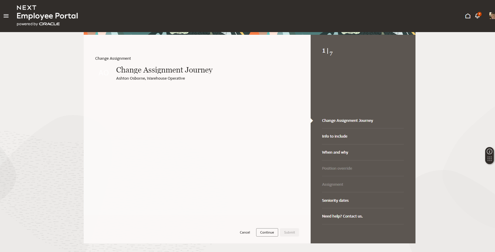 Hide Page Level Guided Journey on change assignment — Cloud Customer Connect