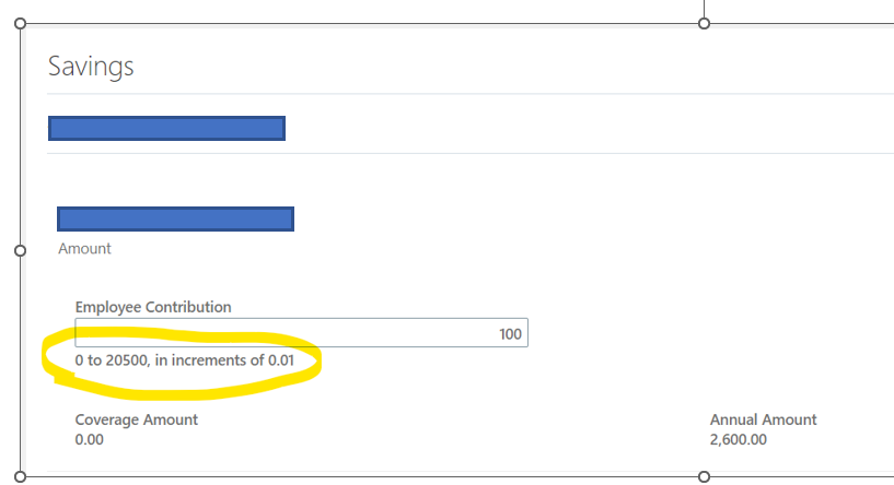 How can I change the Employee Contribution max amount on the Benefit UI ...
