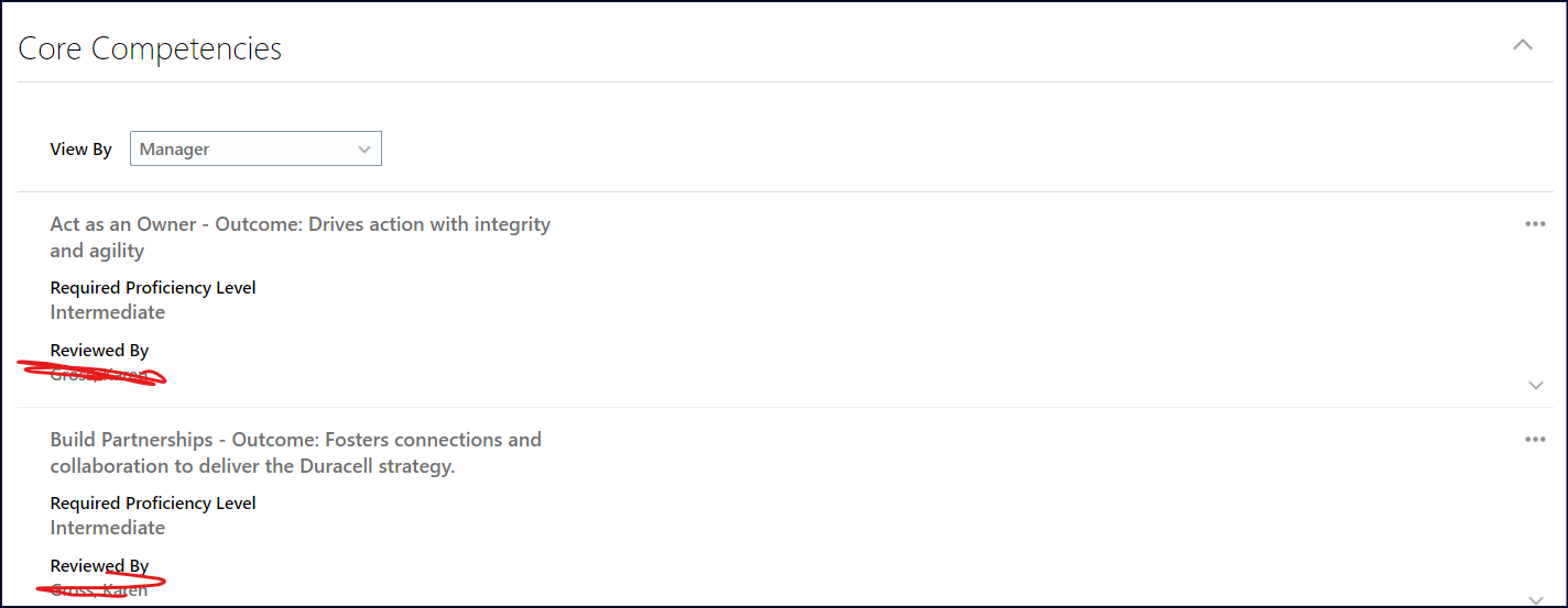 competencies from performance document to talent profile display — Cloud Customer Connect