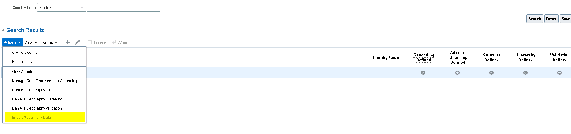 Import Geography Data is disabled — Cloud Customer Connect
