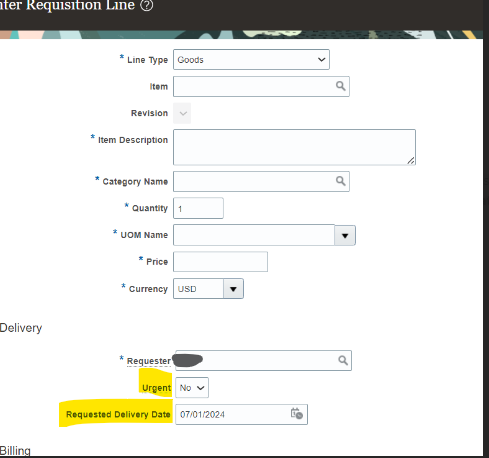 Populate Requested Delivery Date based on another field on Requisition ...