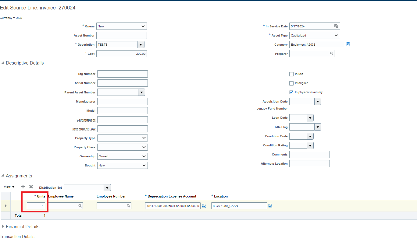 REST/SOAP Api to update fixed asset mass additions distribution units — Cloud Customer Connect