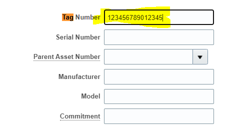 Asset Tag Number field size increase — Cloud Customer Connect