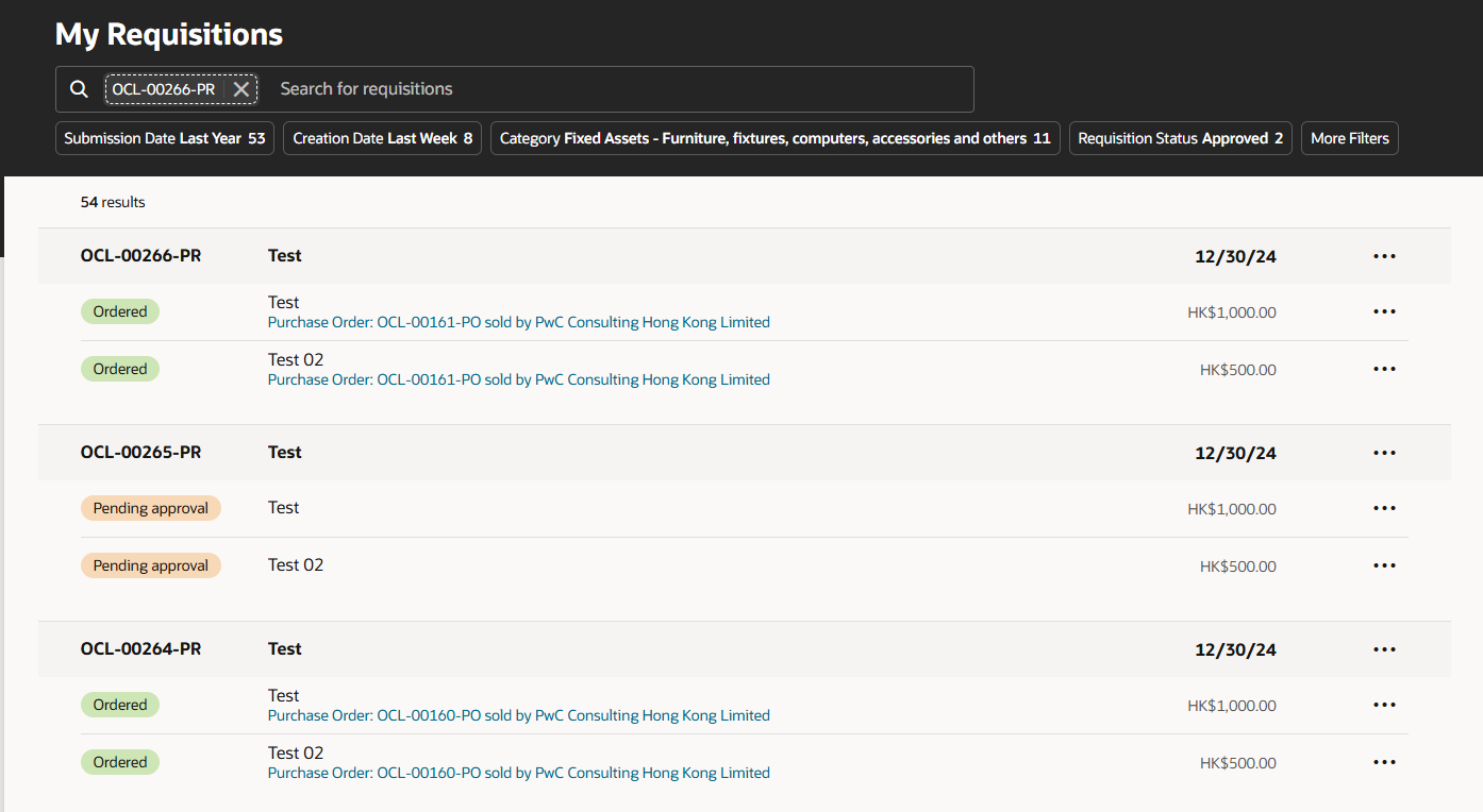 Search Issue In Rssp My Requisitions — Cloud Customer Connect