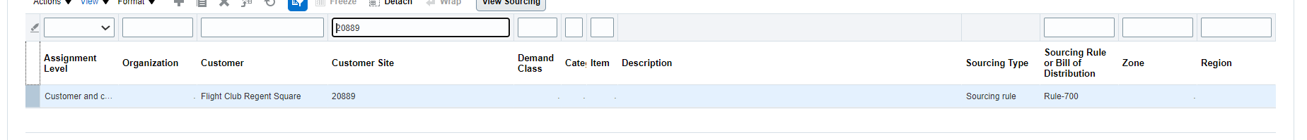 Query For getting Sourcing Rule Information — Cloud Customer Connect