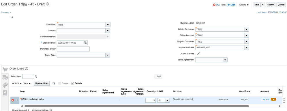 Unable to save sales order due to errors — Cloud Customer Connect