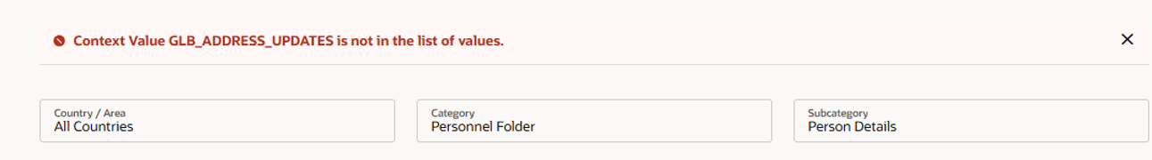 Context Value Is Not In The List Of Values Error In Redwood Dor — Cloud Customer Connect