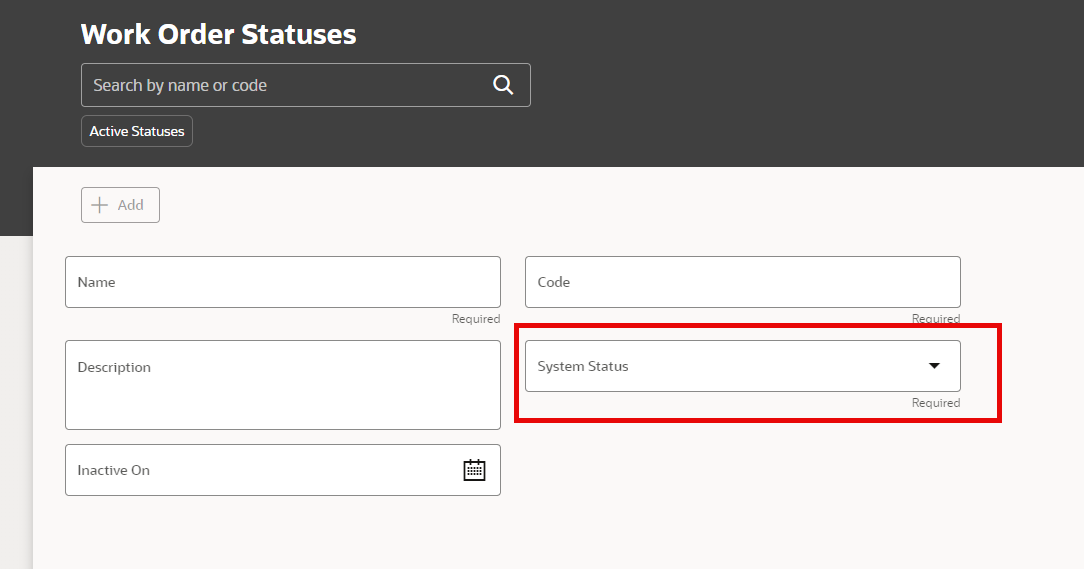 Create a Custom Work Order status — Cloud Customer Connect