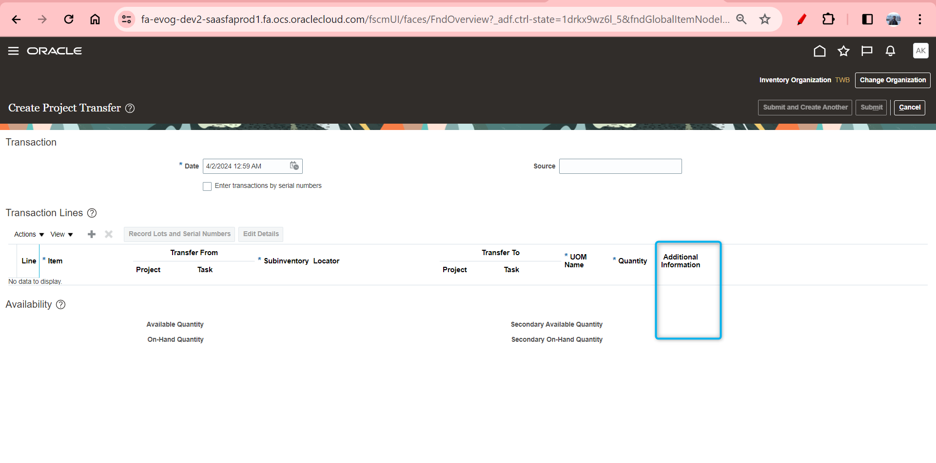 How to create DFF on Create Project Transfer Page and Map to Task Owning Organization — Cloud ...