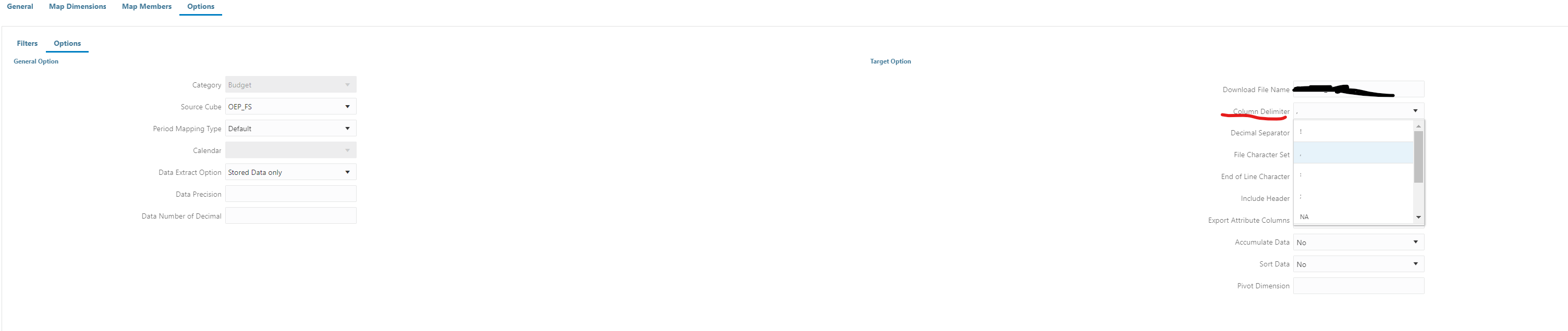 Data integration Export to File Tab Delimiter option — Cloud Customer Connect