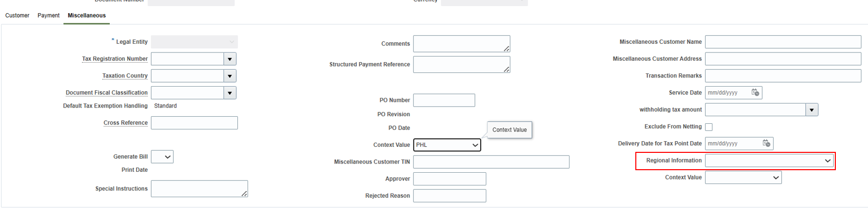 How Can We Disable Regional Information In Descriptive Flexfield Of Invoice Lines And Header