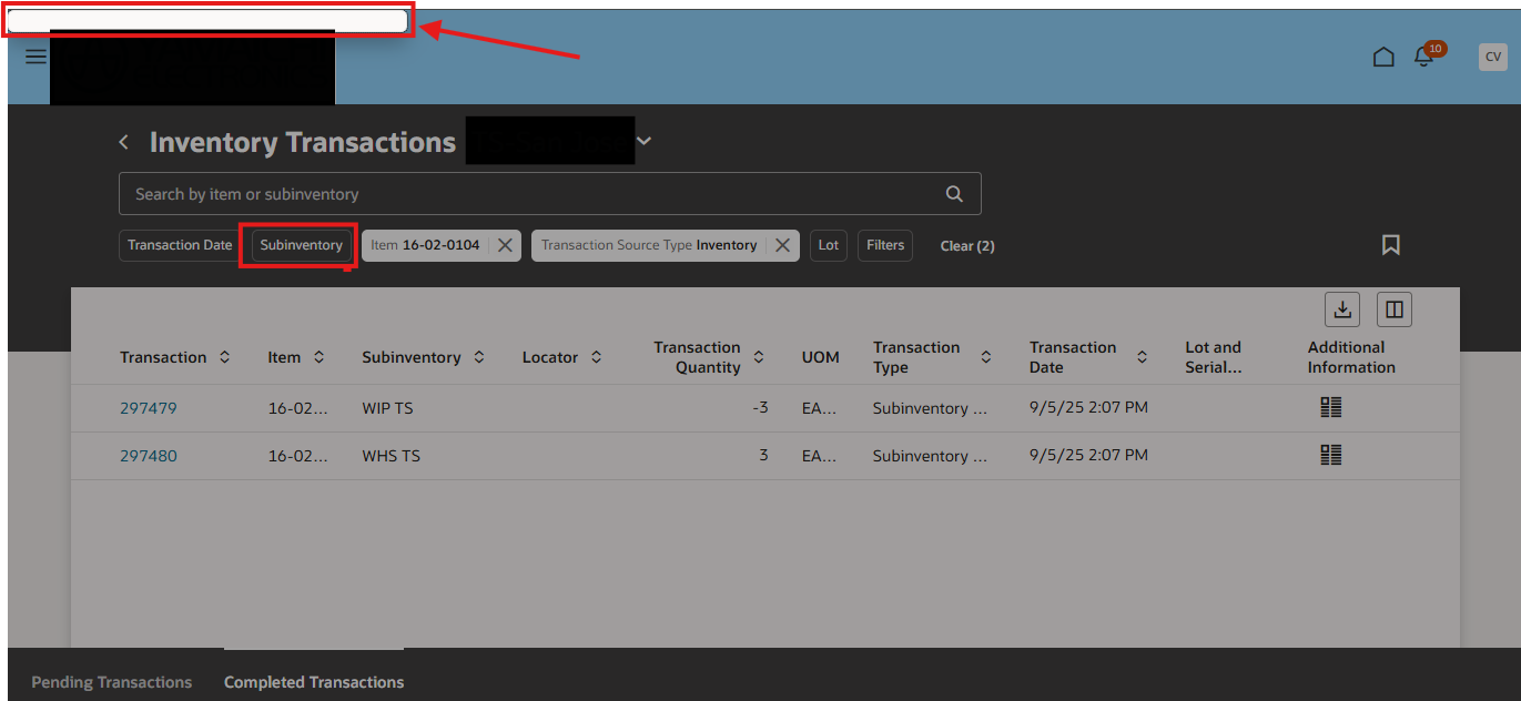 White blank window popping up when I click on subinventory filter in ...