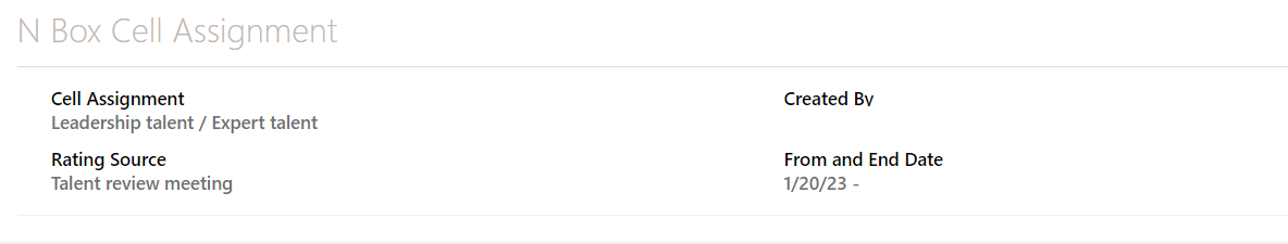 What is the table name for the Cell Assignment value from N Box ...