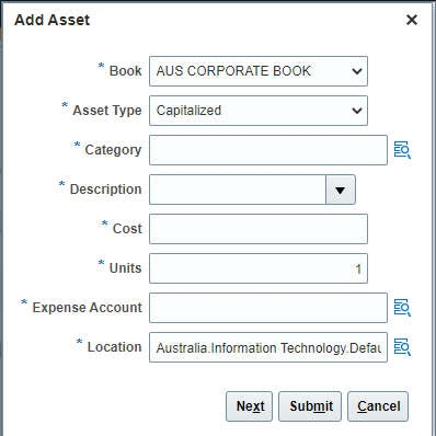 Fixed Assets - Adding an Asset - Selection of Location does not update Location Segement of ...