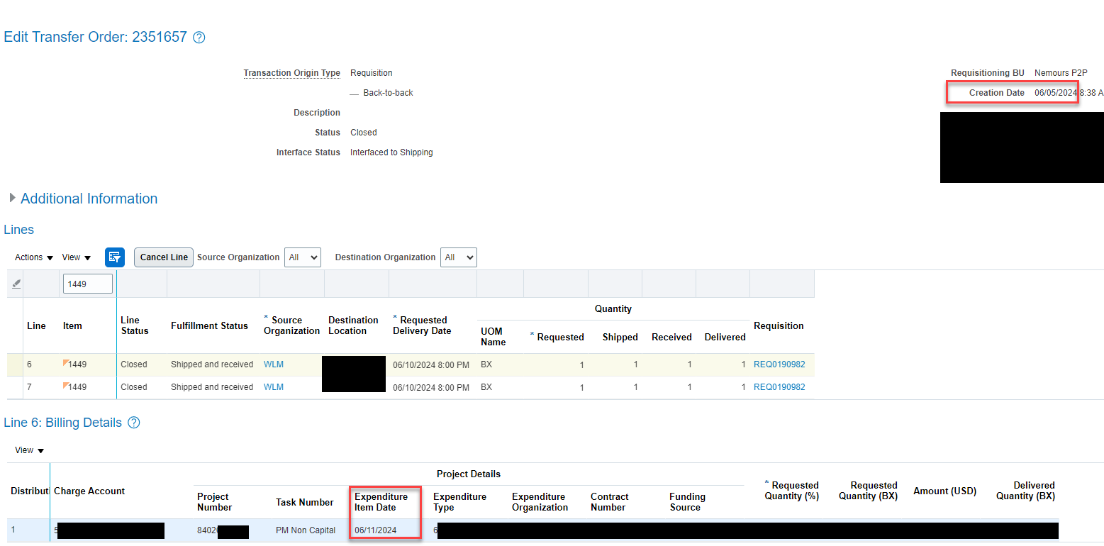 Requisition using a project number caused issues in month end — Cloud Customer Connect