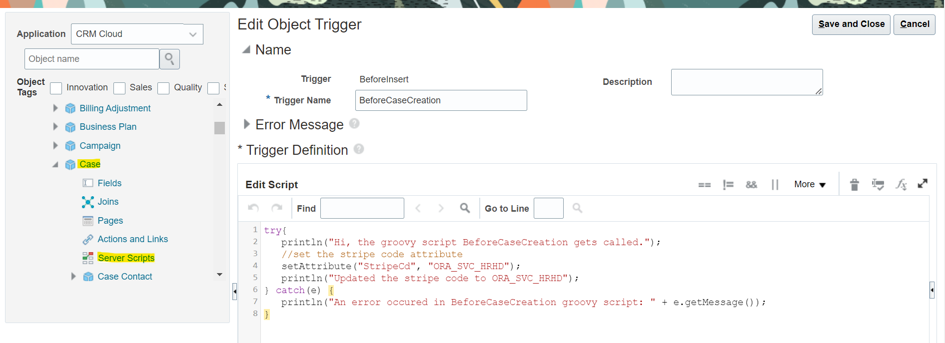 How to Configure Stripe Code for Case Creation — Cloud Customer Connect