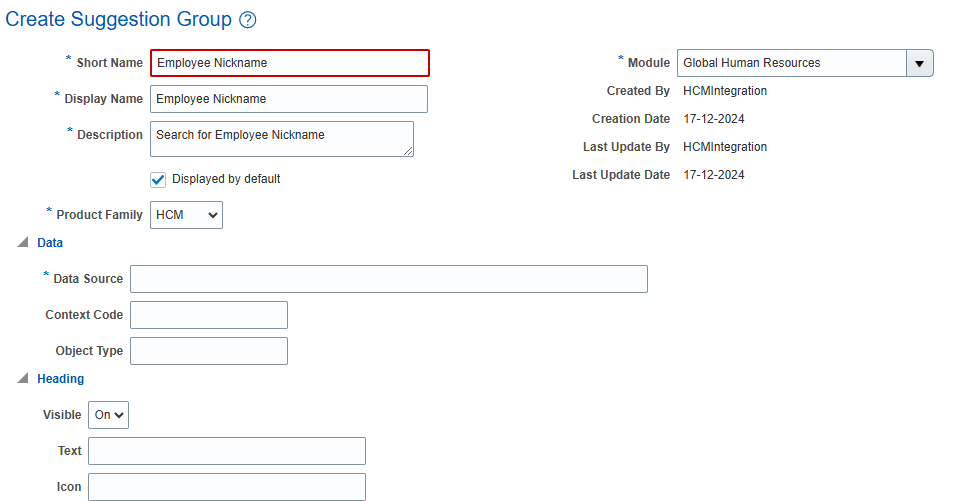Is there a way to create new suggestion groups of employee nicknames ...