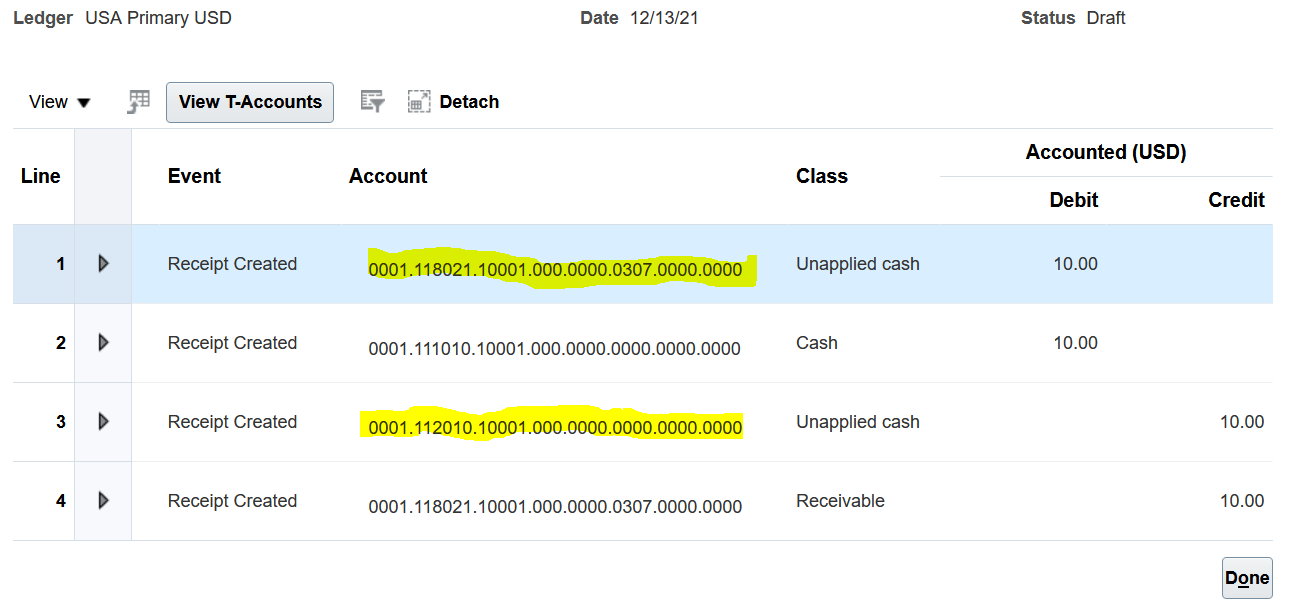 SLA for Unapplied Cash accounting event class — Cloud Customer Connect