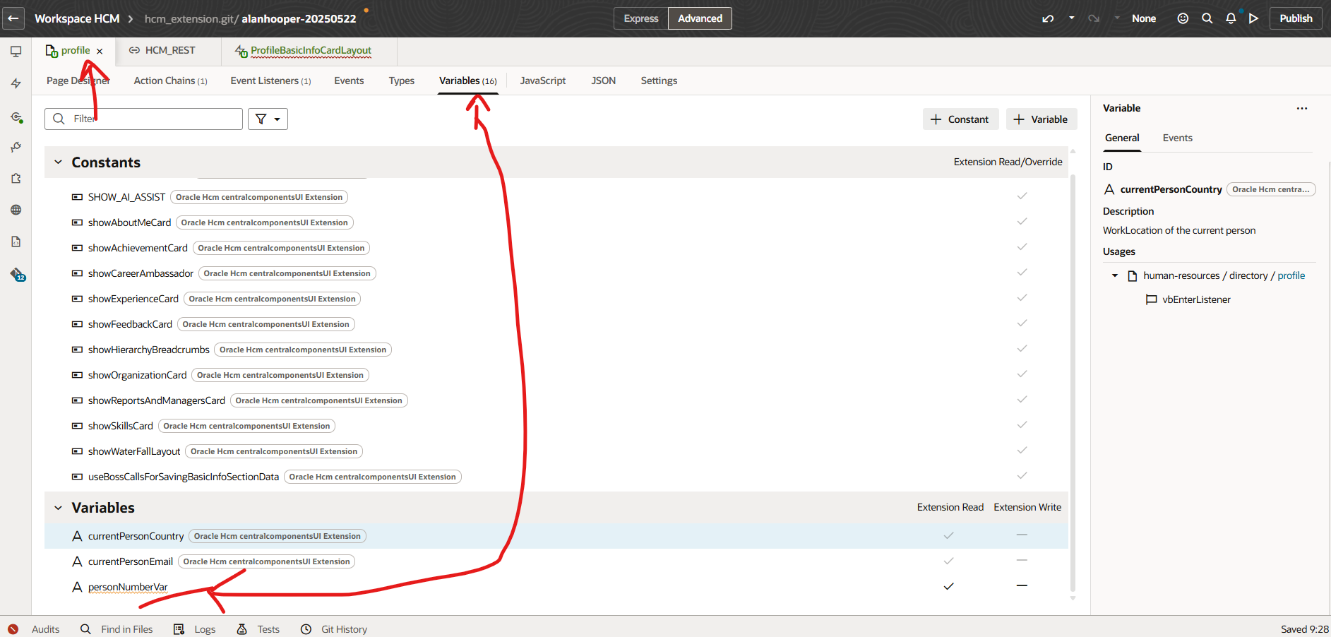 How to access the page variable in a layout field in appui / visual ...