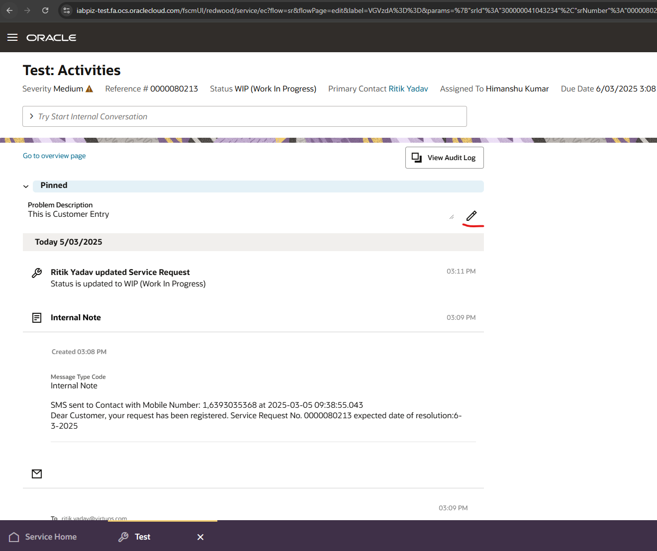 How to make edit disable Problem Description in Activities Subview Page ...