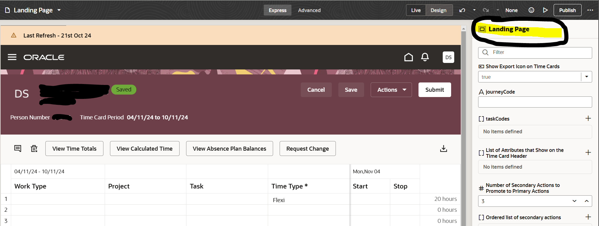 Redwood Vbs Calling Current Timecard Page Landing Page — Cloud Customer Connect