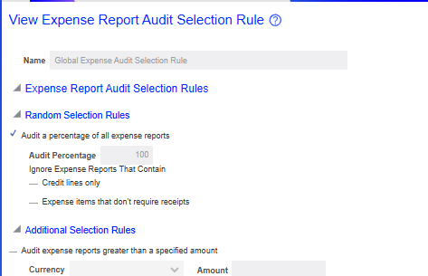 Can we change the 100% Expense audit to 0%? No audit at all? — Cloud ...