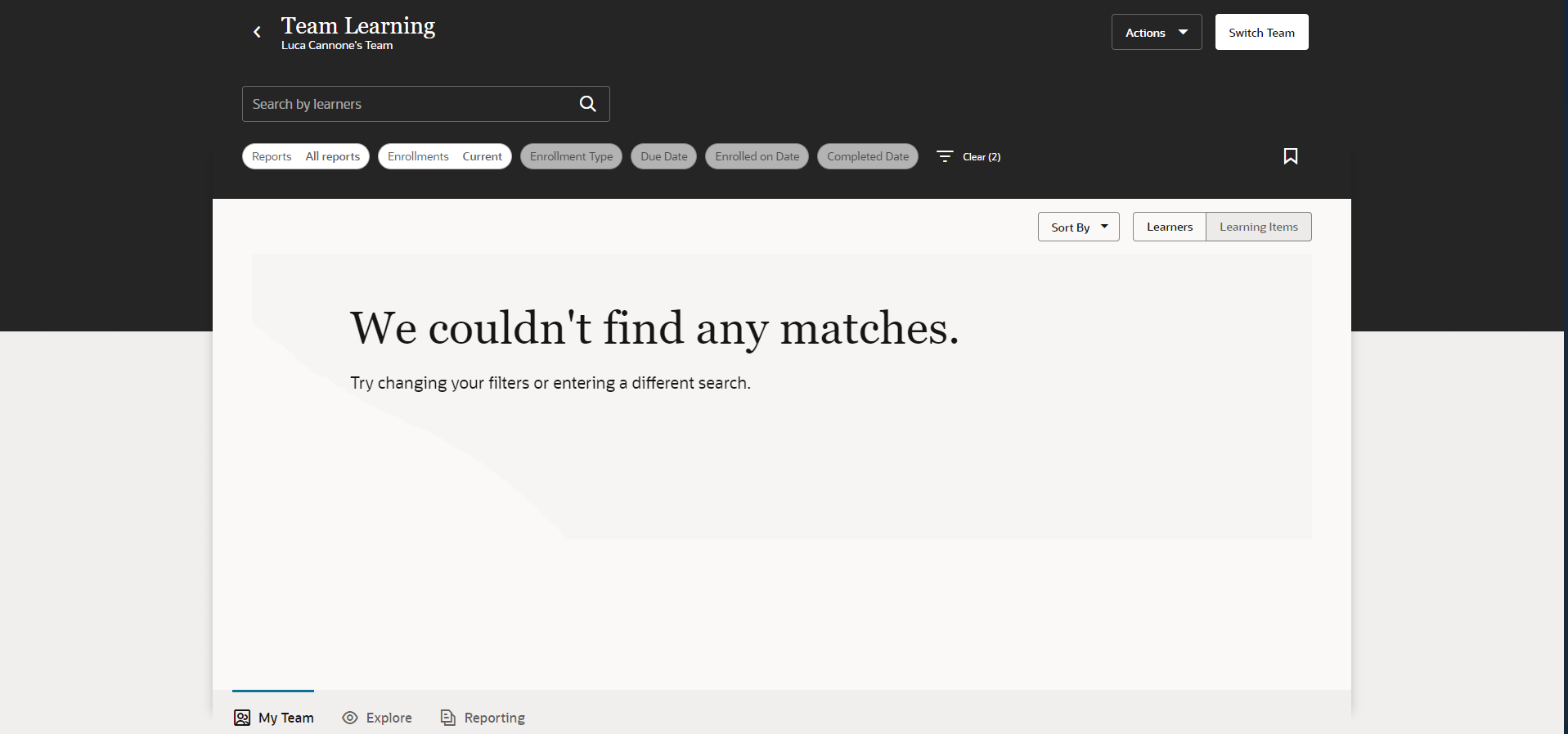 Redwood Learning Experience My Team Learning Not Shown Manager Direct Reports — Cloud Customer