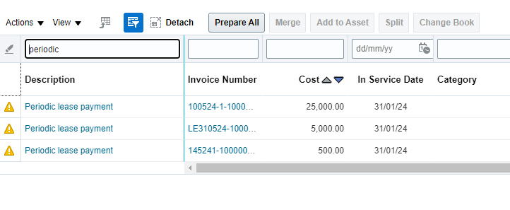 Why are periodic lease payment invoices showing up in Oracle Fusion ...