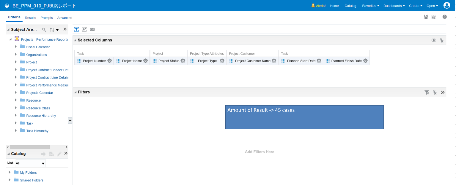 Do you know why it is not possible to output all of project with OTBI? — Cloud Customer Connect