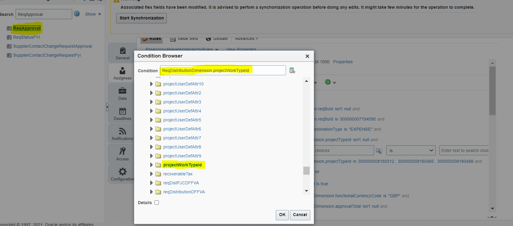 Can Project Work Type Be Used To Drive Purchase Requisition Approval