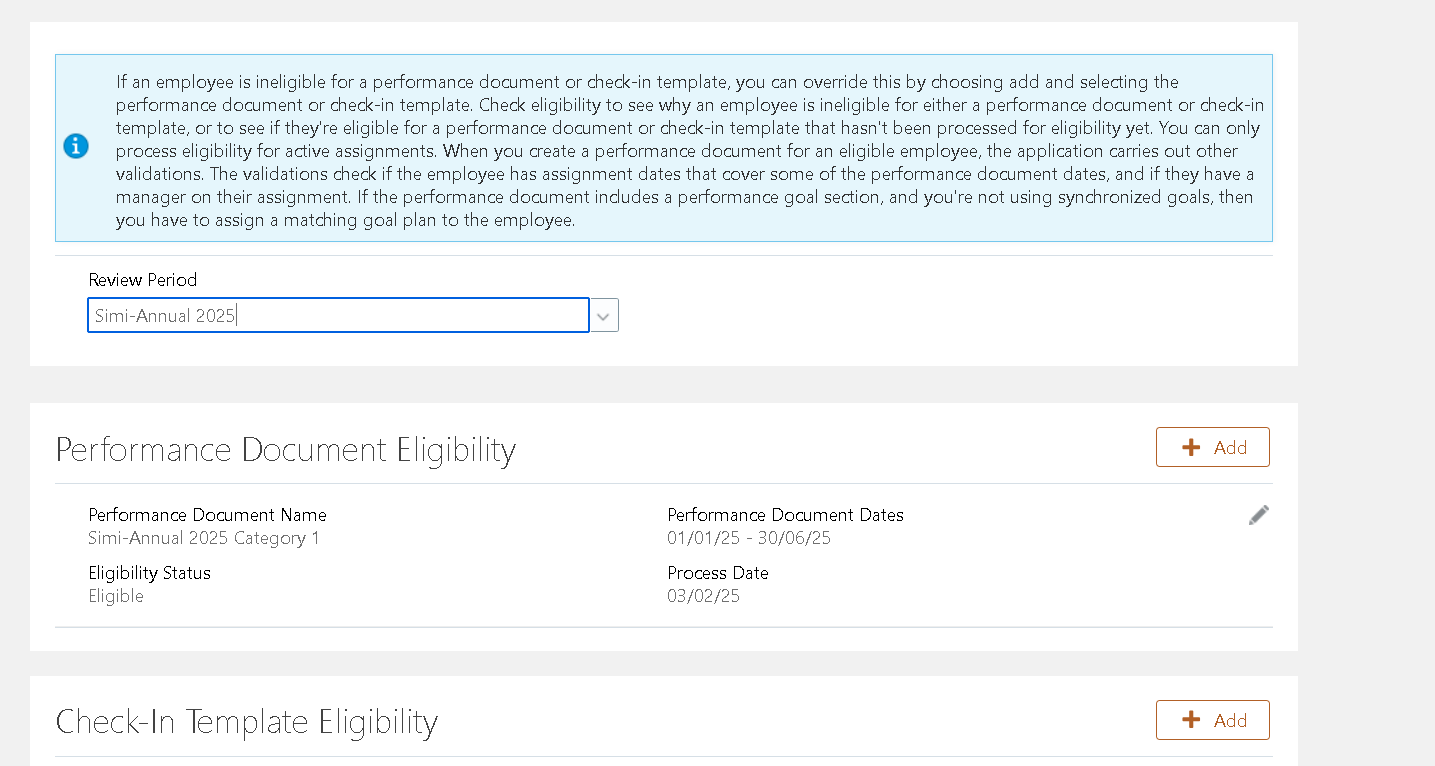 Unable To Create Performance Document To An Eligible Employee — Cloud Customer Connect