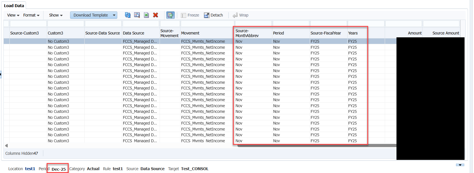 Period and Year extracted from Oracle database in columns - not working ...