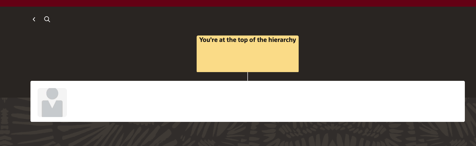 In Org. charts we only see 'You are the top of the hierarchy' when you ...