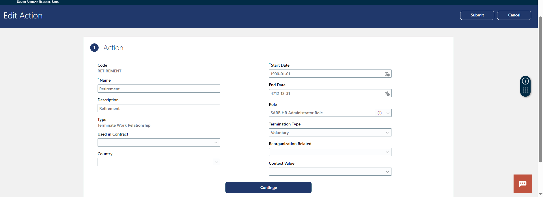 Retirement Action Should Not Be Available To Employees Via Ess — Cloud Customer Connect