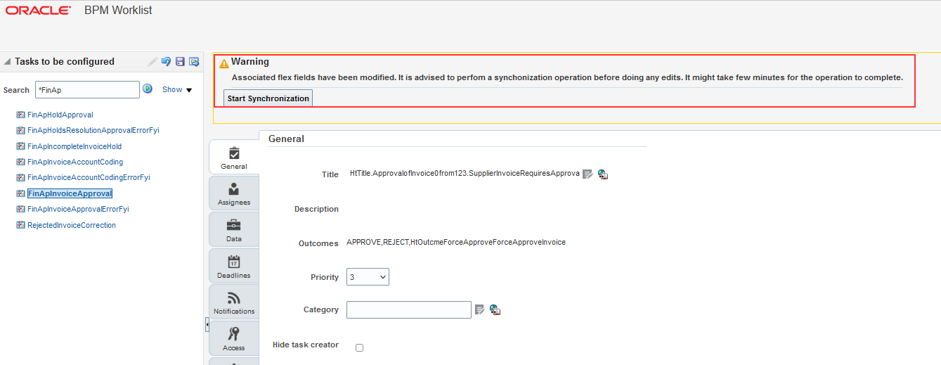 Can We Click The Start Synchronization Button In Ap Approval Bpm Worklist In Production Anytime