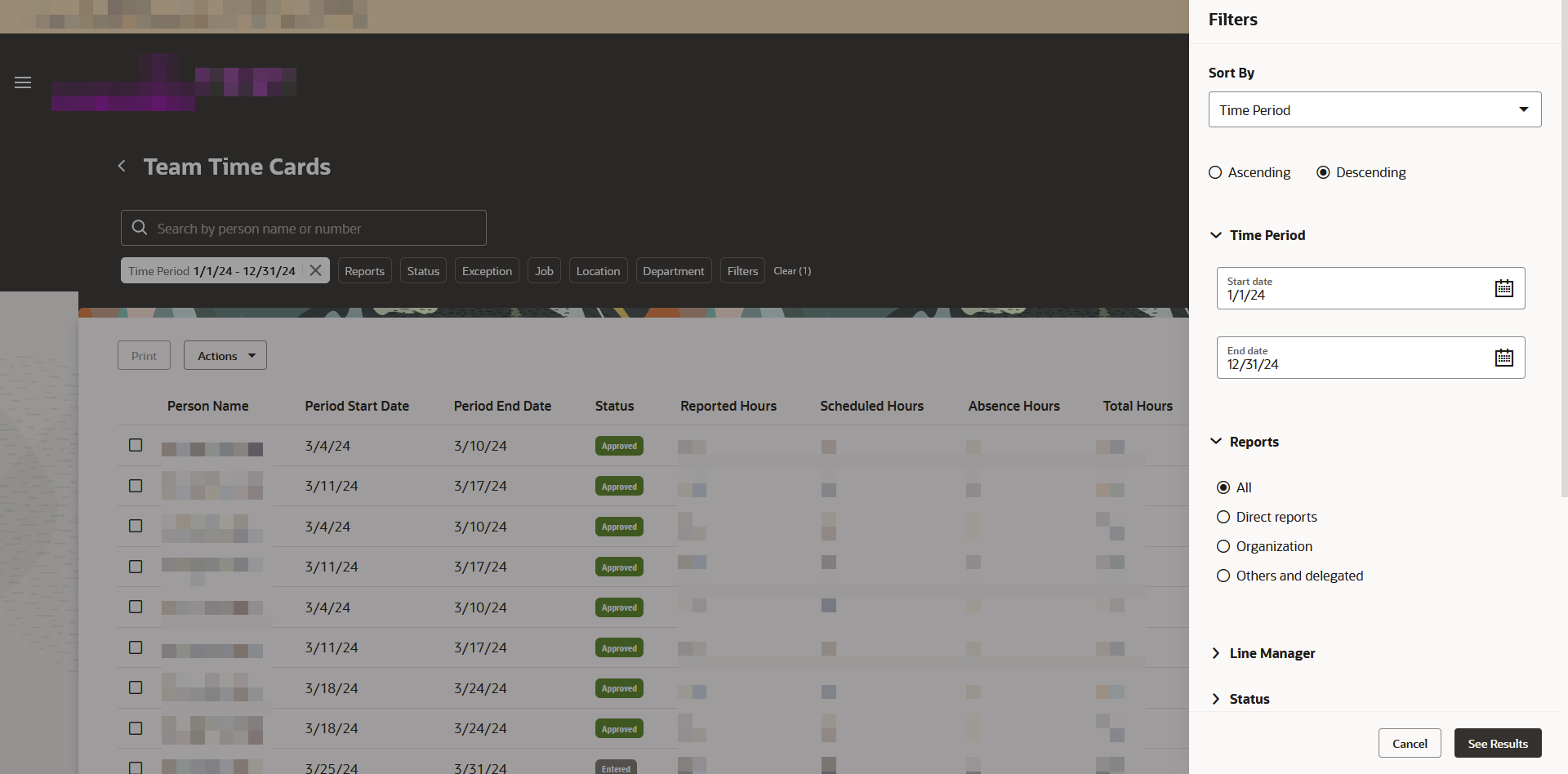 Redwood Team Time Cards Filter Sort By Defaults To Relevance — Cloud Customer Connect