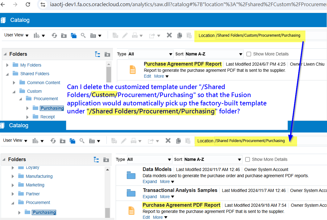How to rollback customized PDF template — Cloud Customer Connect