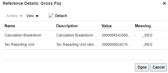 Payroll table- Reference details - Calculation breakdown and TRU ...