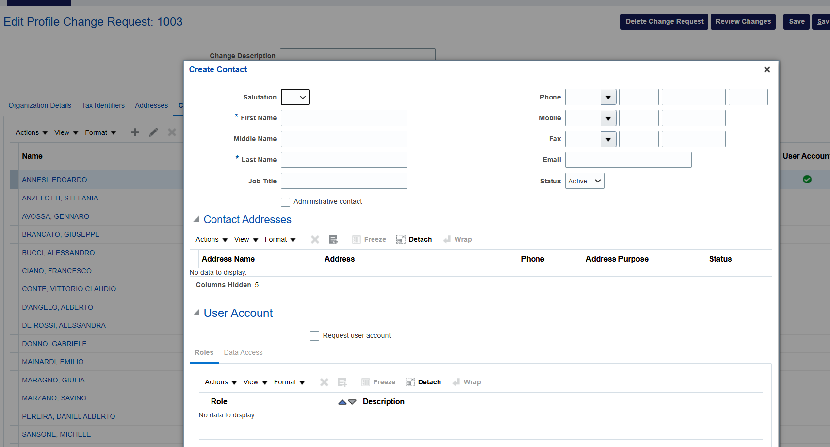 Supplier Profile Change in Supplier Portal:DFF contacts not visible — Cloud Customer Connect