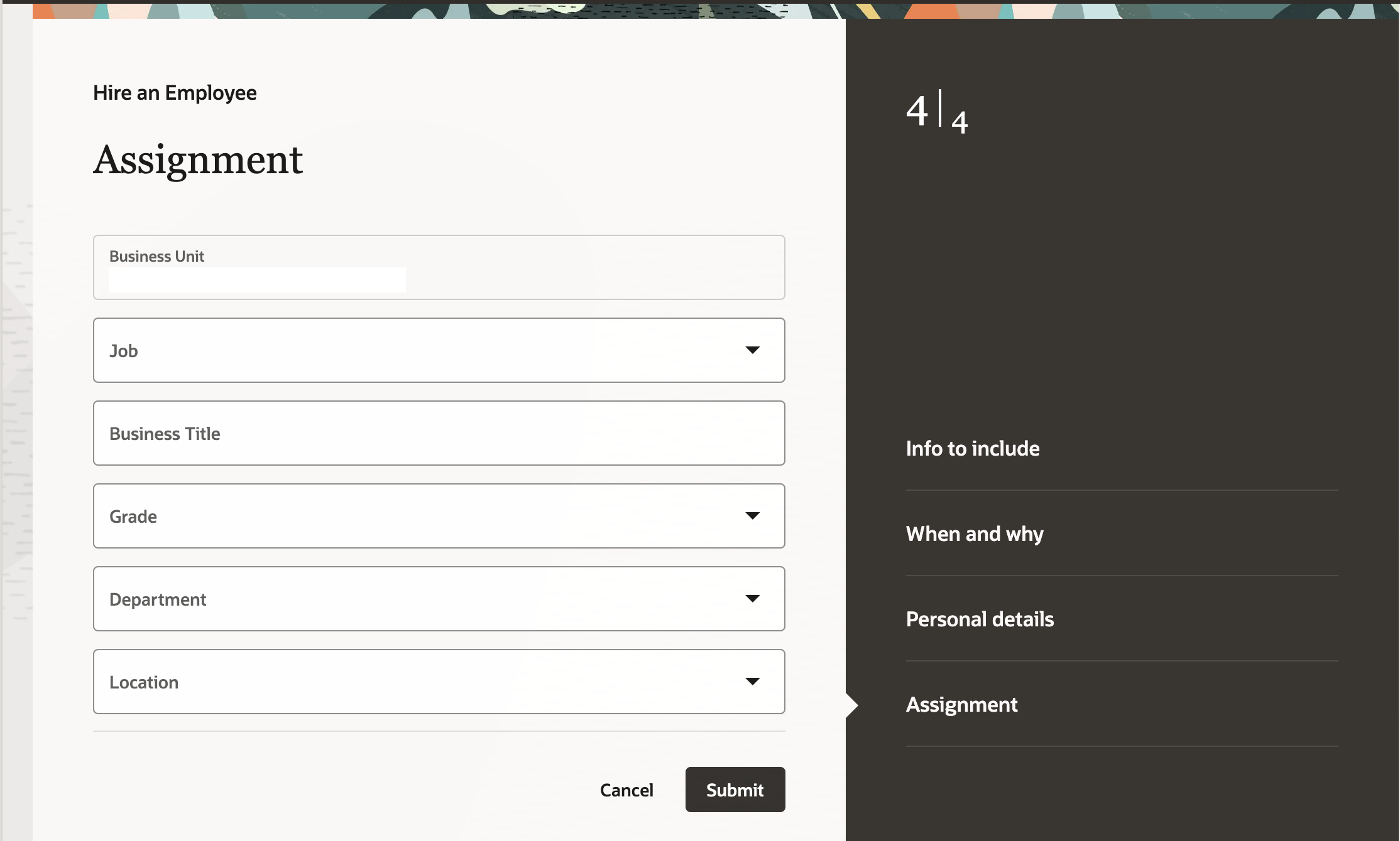 Position Field Is Not Visible At Assignment Region On Hire An Employee Redwood Page — Cloud