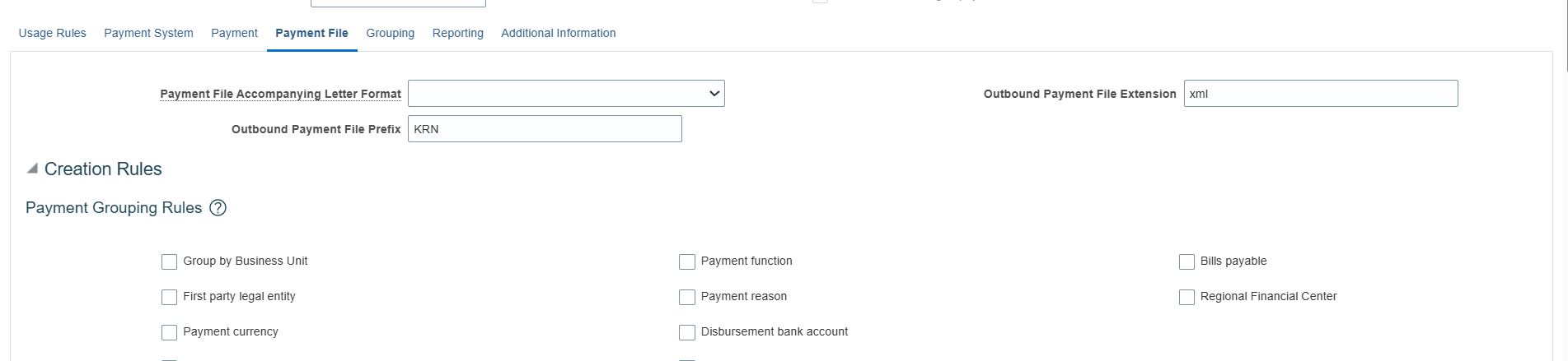 How to modify payment file prefix and suffix — Cloud Customer Connect