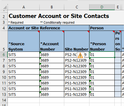What to select in 'Person Number' field while uploading Customer data using Spreadsheet — Cloud ...
