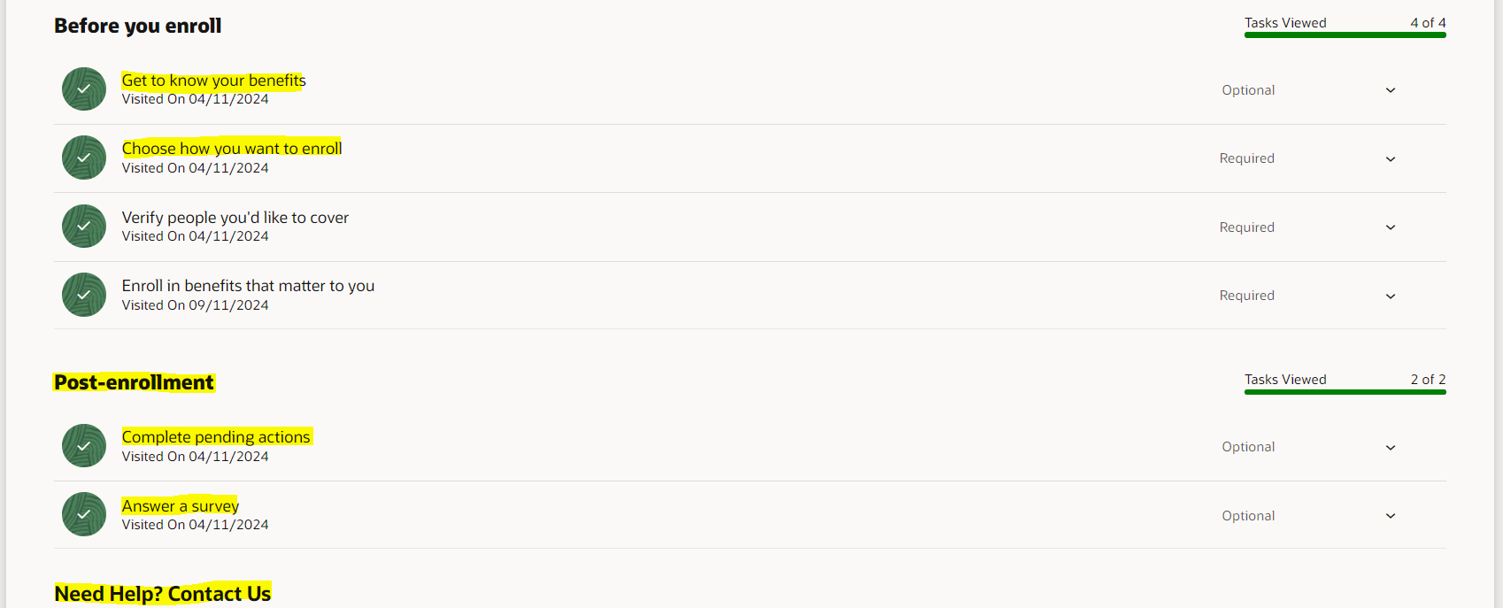 Redwood Benefits 24d Hide Tasks In Before You Enroll And Post Enrollment Section — Cloud