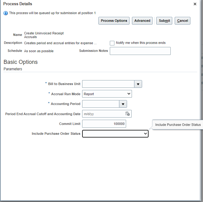 Include Purchase Order Status for Uninvoiced Receipt Accruals difference between blank or "All ...