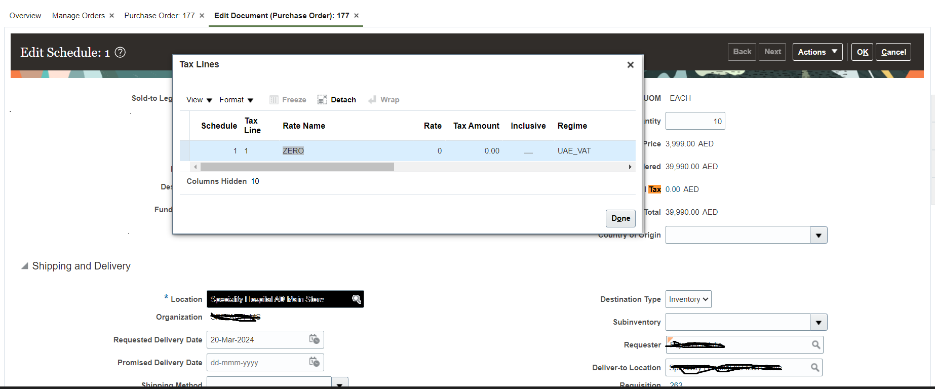REST API for PO tax line — Cloud Customer Connect