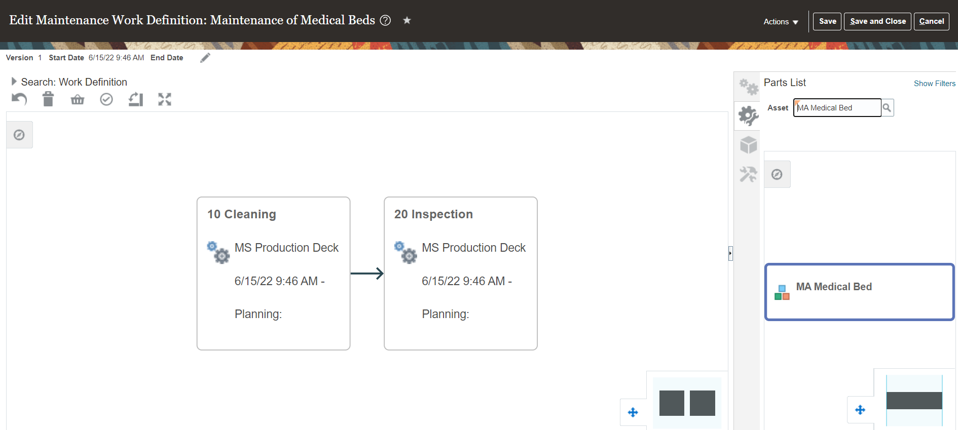 How to add Assets parts to work definition — Cloud Customer Connect
