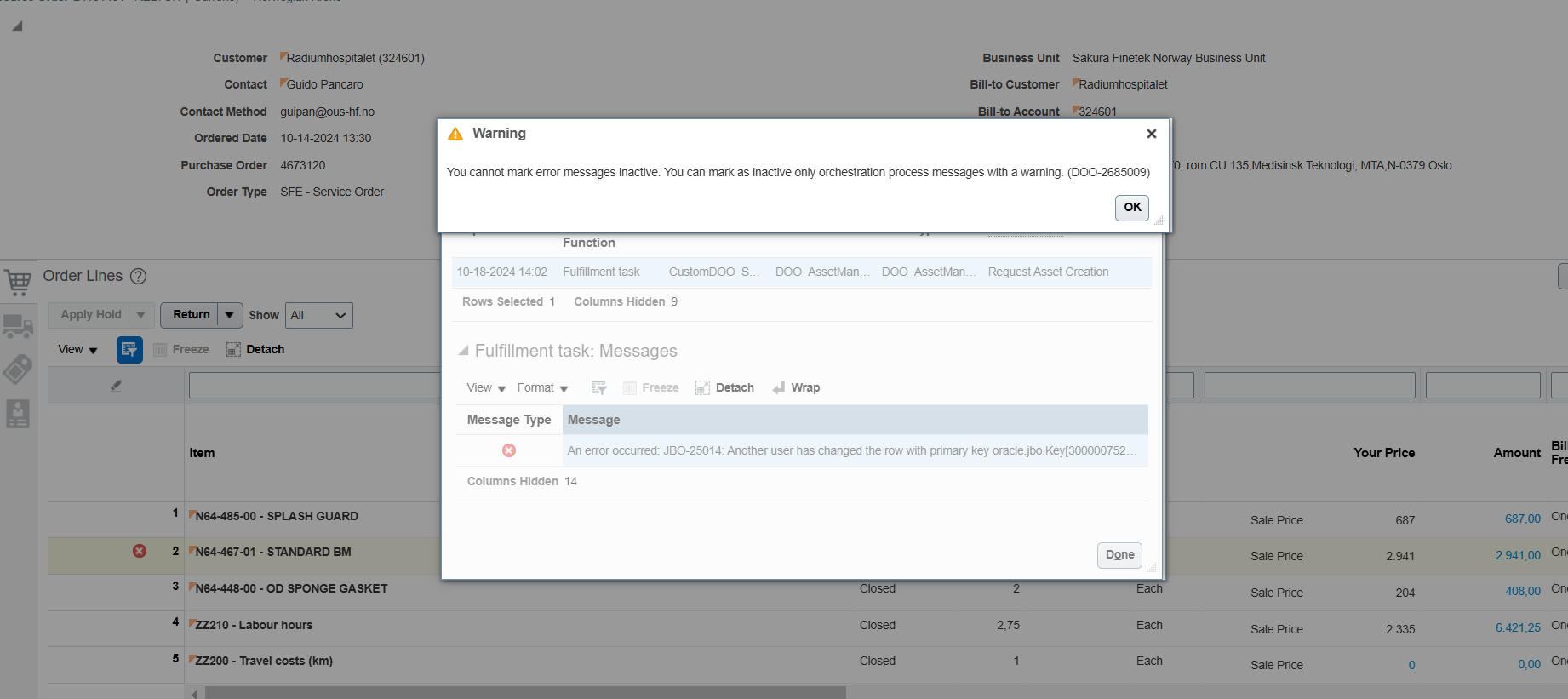 How to mark Sales Order Error Messages Inactive? — Cloud Customer Connect