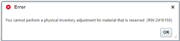 You cannot perform a physical inventory adjustment for material that is ...
