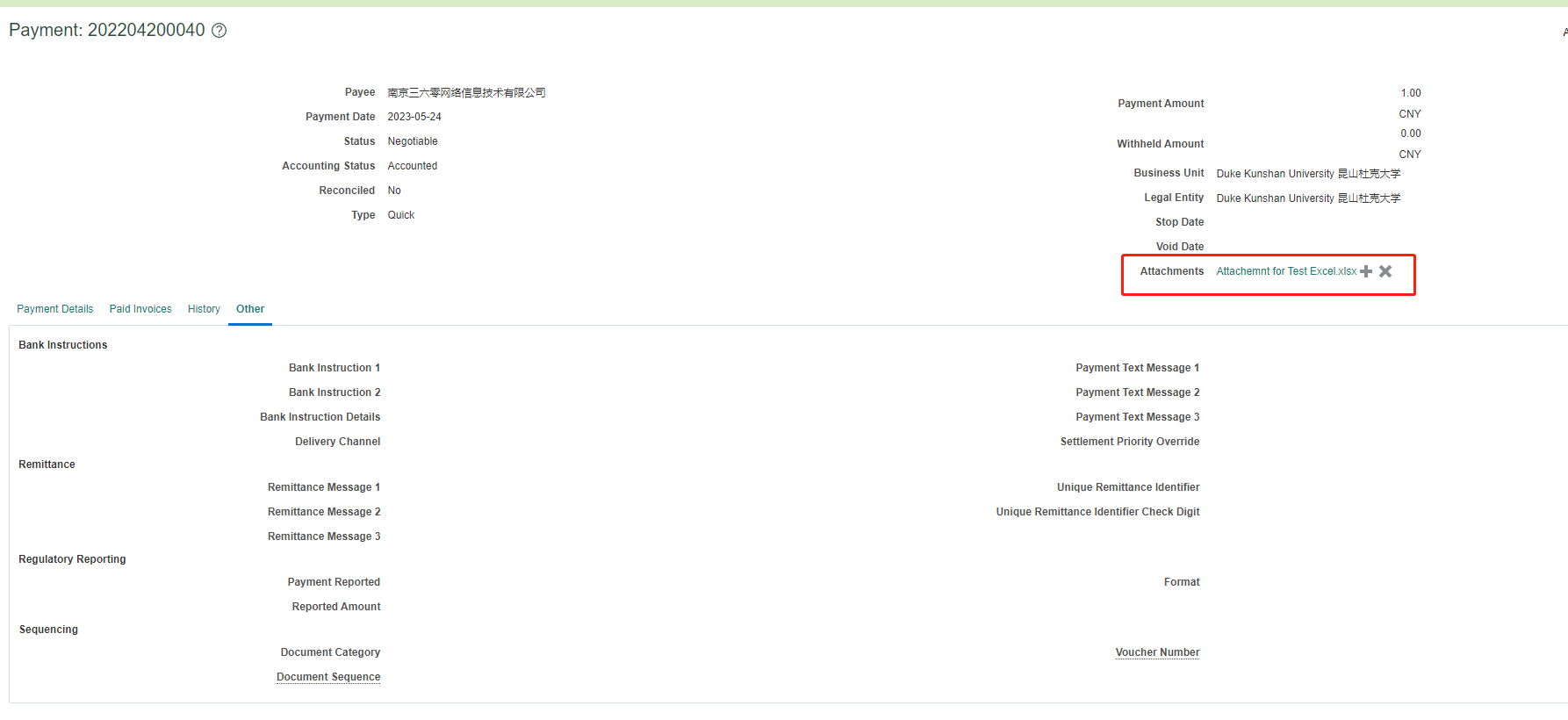 How to check if a payment has attachment? — Cloud Customer Connect